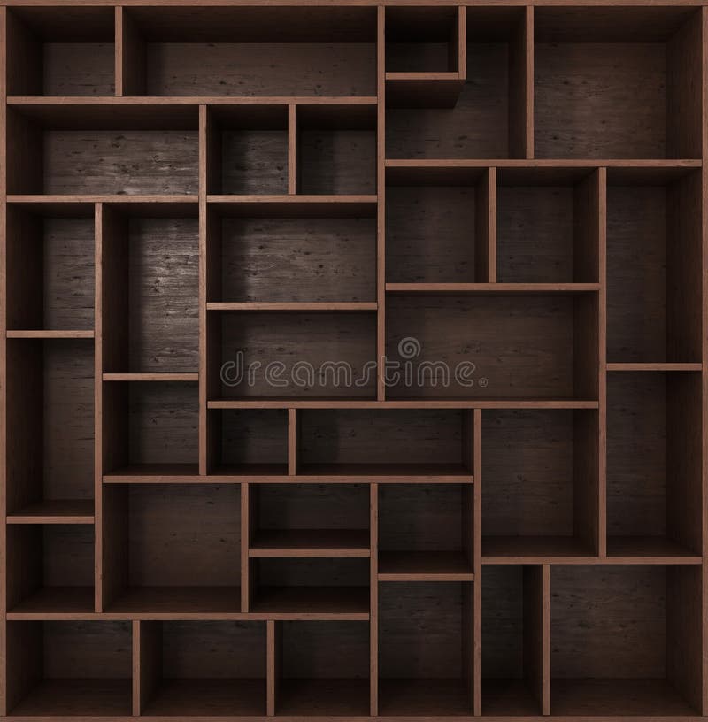 Dark Bookcase with Shelves Isolated on White Background Stock ...