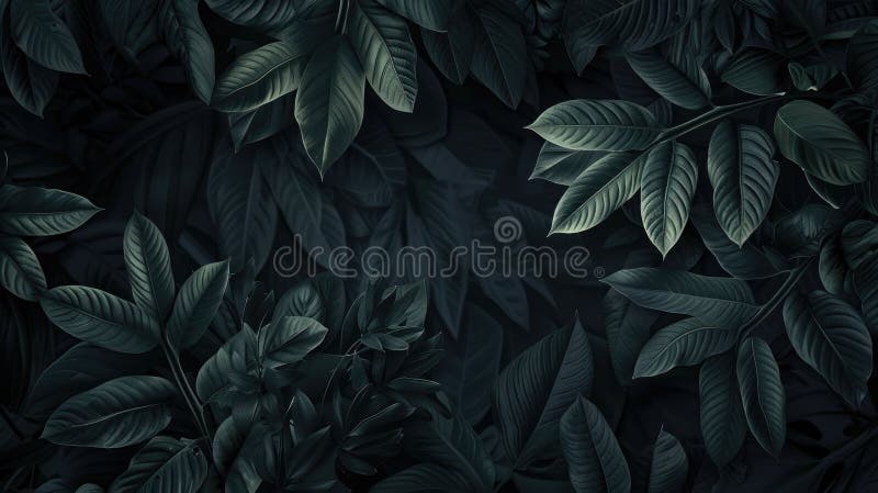 Dark Botanical Background. Dark Leaf Texture, Natural Lush Foliage ...