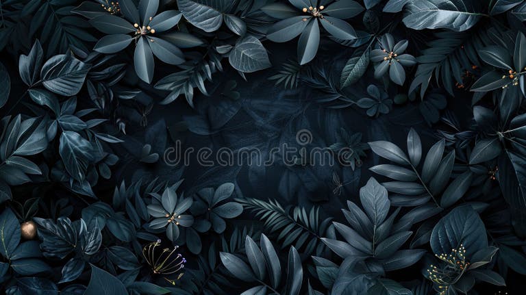 Dark Botanical Background. Dark Leaf Texture, Natural Lush Foliage ...