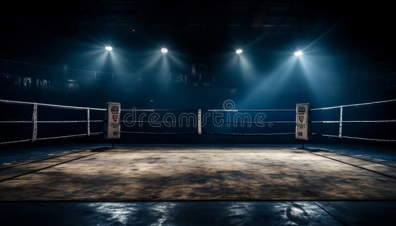 Boxing Ring in Arena, Empty Professional Boxing Ring Stock Illustration ...