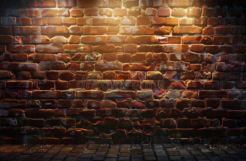 Illuminated Aged Brick Wall Texture Rustic Weathered Background Generative Ai Stock Photos ...