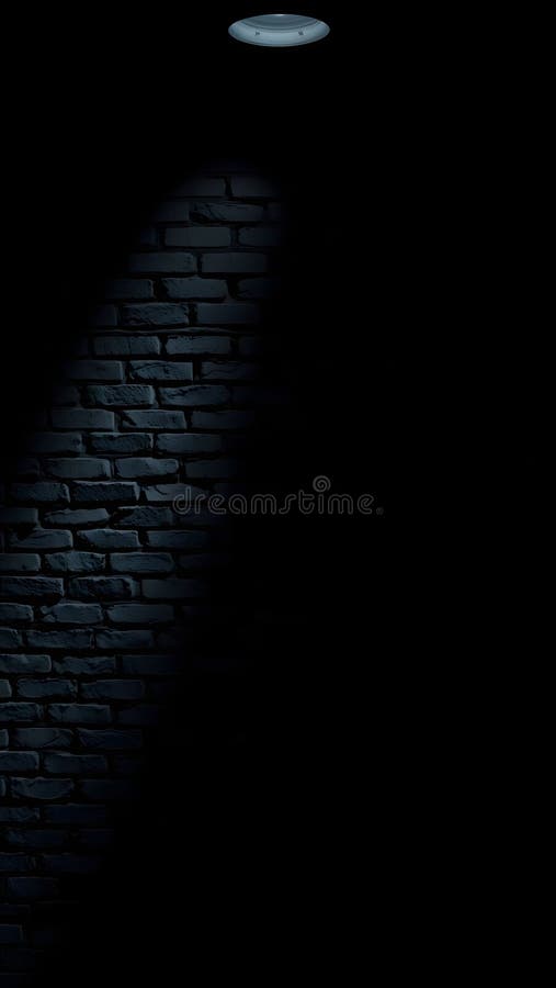 Dark Brick Wall with Spotlight Vertical Architectural Empty Background ...