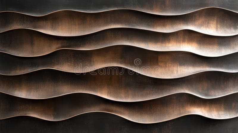 Dark Bronze Waves. Striking Metal Texture with Wavy Lines Design ...
