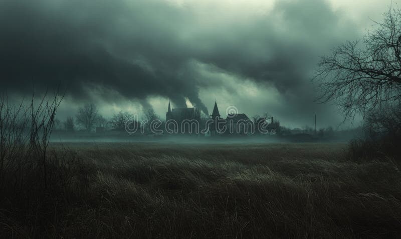 Dark and Brooding Clouds Gathering Over a Quiet Lake Stock Photo ...