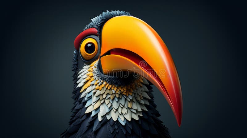 Dark and Brooding 3d Toucan Head: Hyper-detailed Animated Illustration ...