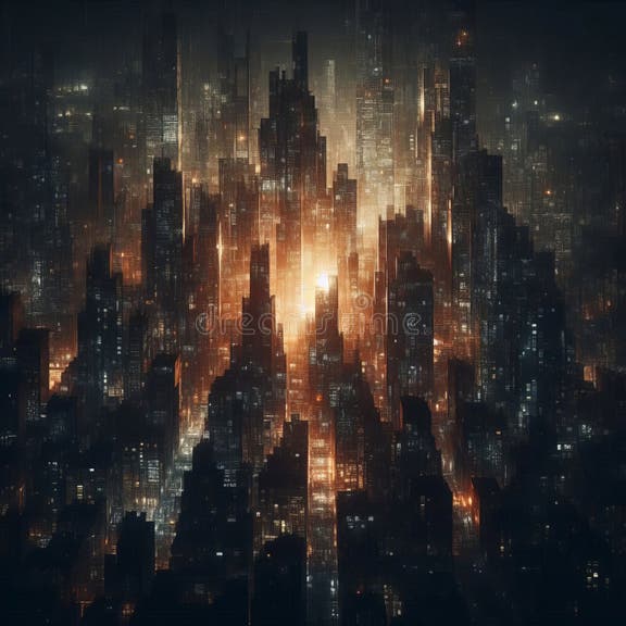 Dark and Brooding Flickering Lights Night City Dark and Broodin Stock ...