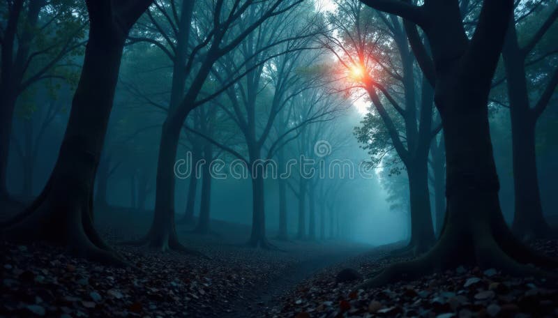 Dark, Brooding Forest; Skeletal Branches, Ethereal Glow, Enchanted ...