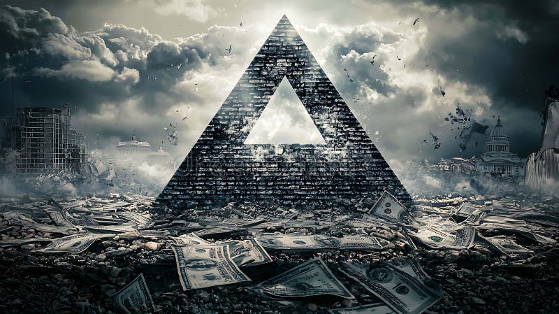 A Dark, Brooding Image Depicting a Brick Pyramid Amidst the Ruins of a ...