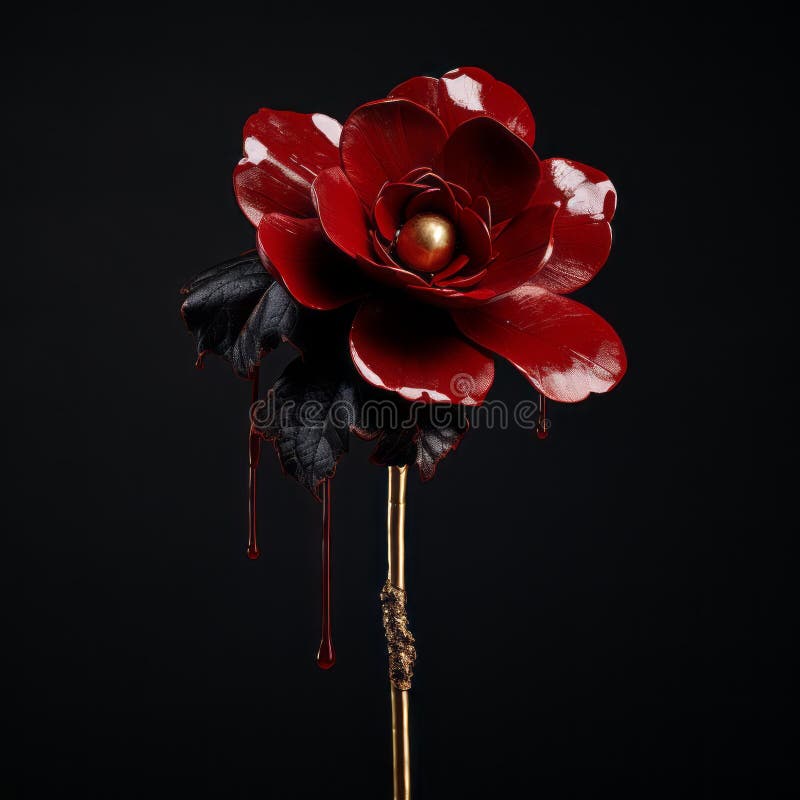 Dark and Brooding Red Flower Sculpture with Dripping Stock Illustration ...