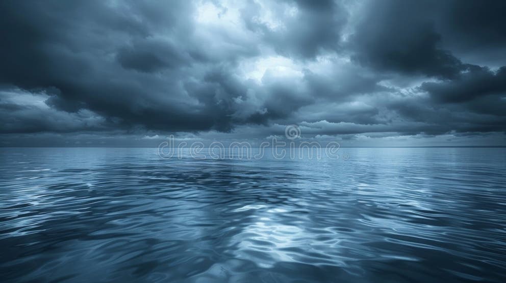 A Dark and Brooding Sky Hangs Above a Calm and Tranquil Lake ...