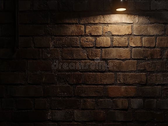 Dark Brown Brick Wall Texture Illuminated by a Spotlight Creating a Moody Background Stock Photo ...