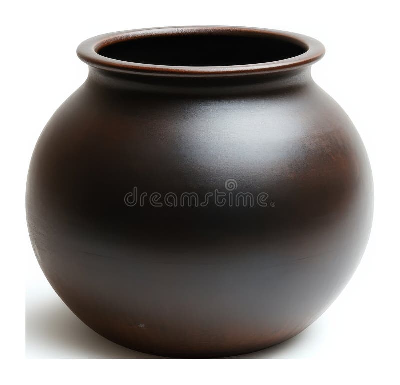 Dark Brown Ceramic Pot with Smooth Surface and Round Shape Stock Image ...