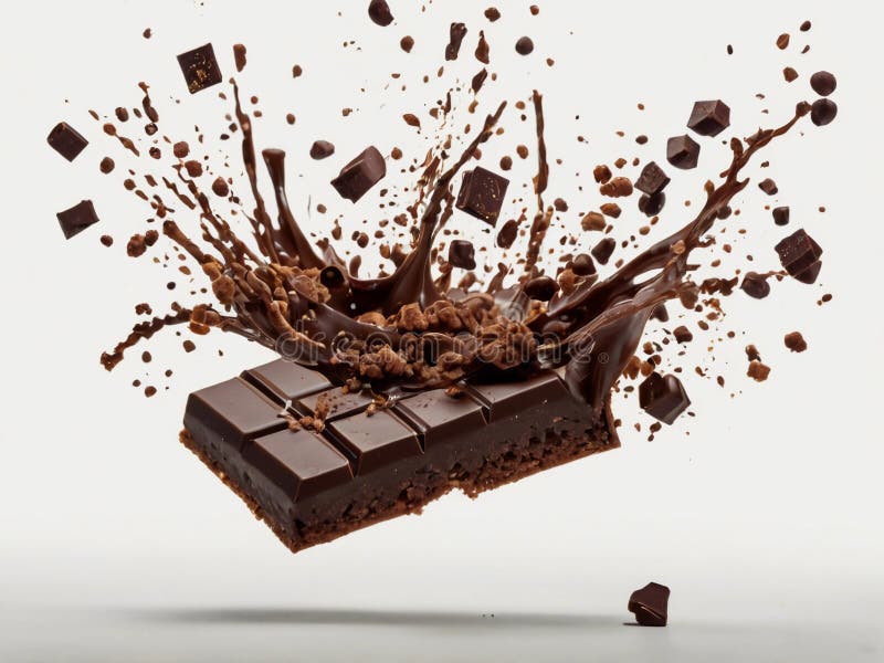 Dark Brown Crumbs from Chocolate Bar Floating Stock Image - Image of ...