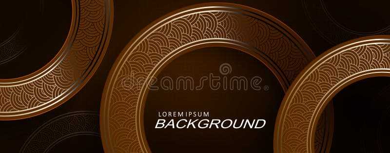 Dark Brown Design, Round Frames with Gold Border Stock Vector ...