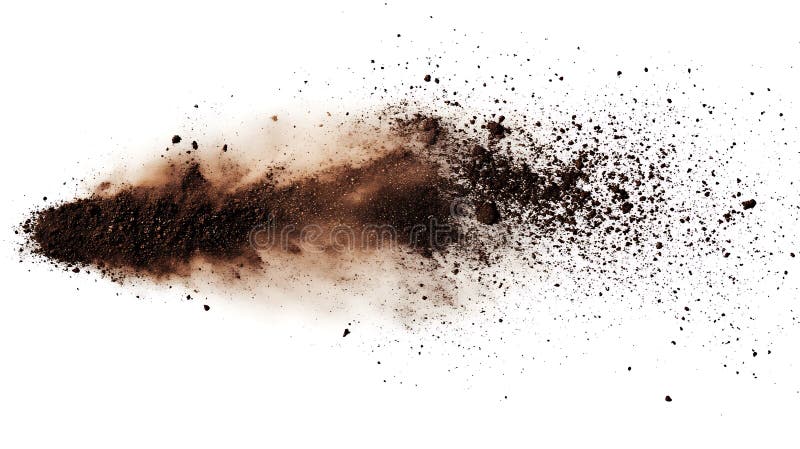 Dark Brown Earth Explosion Isolated on White Backdrop Representing ...