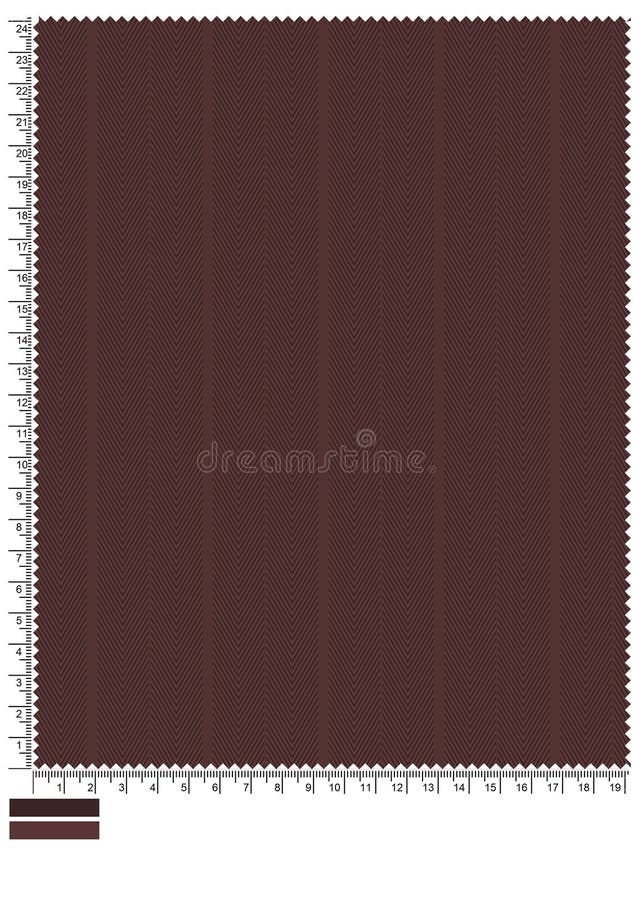 Dark Brown Herringbone Fabric Swatch with Ruler for Measurement and ...