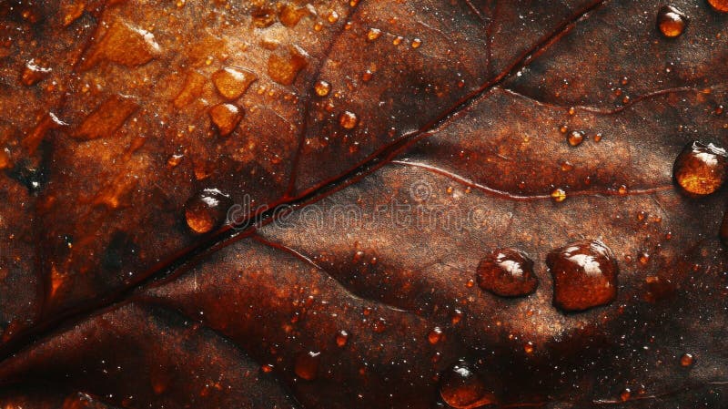 Dark Brown Leaf Surface with Water Droplets Stock Illustration ...