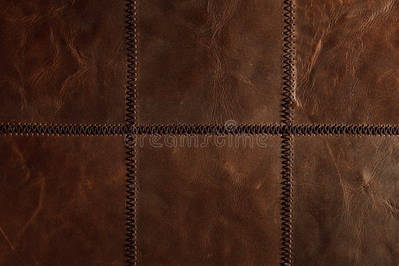 Dark Brown Leather Patchwork Stock Photo - Image of decor, carpet: 29169684
