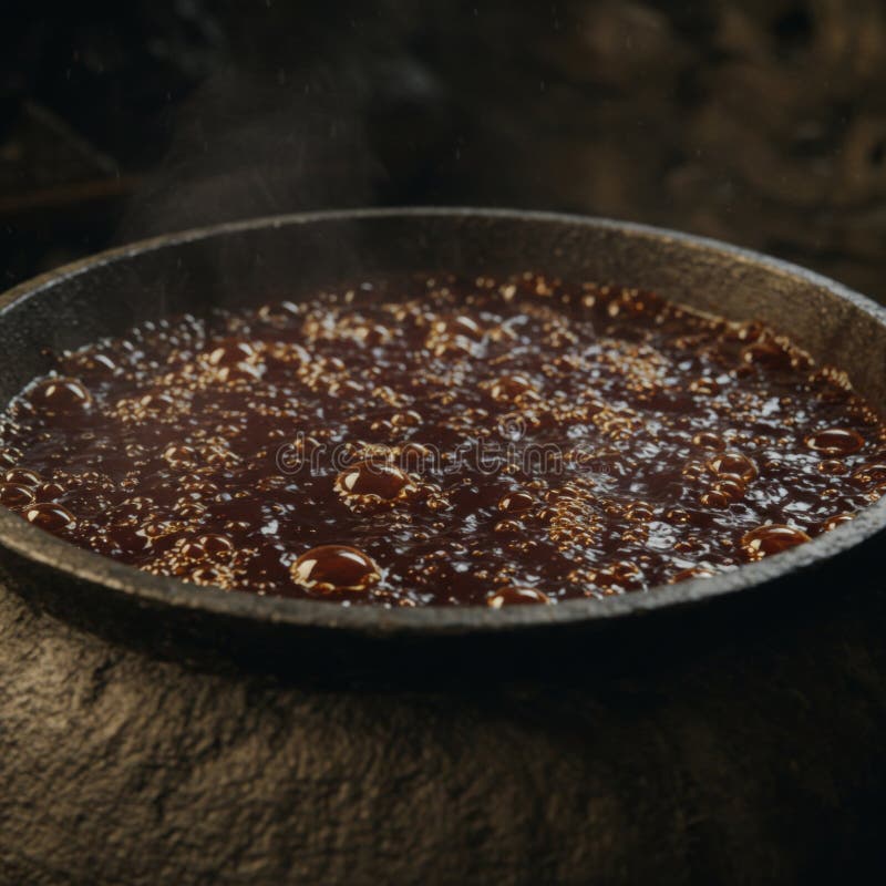Dark Brown Liquid Boiling in a Rustic Cauldron Stock Illustration ...