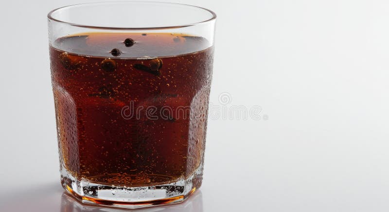 Dark Brown Refreshing Drink in Glass with Ice and Spices Stock ...