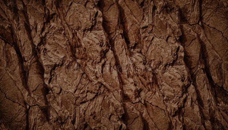 Dark Brown Rock Texture. Rough Mountain Surface with Cracks. Close-up ...