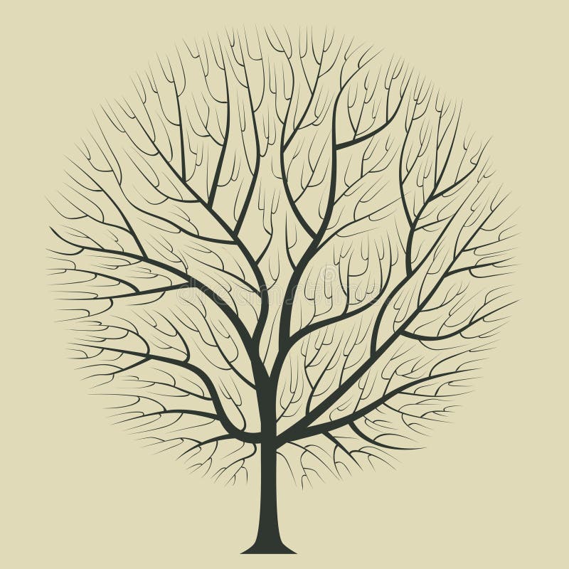 Dark Brown Silhouette of a Tree on a Light Background Stock Vector ...