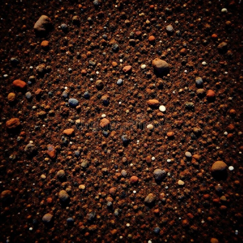 Dark Brown Soil Coarse Texture Scattered Rocks Rural Element Stock ...