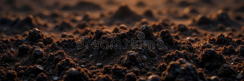 Dark Brown Soil Rich Texture Empty Space Above Soil Top View Stock ...