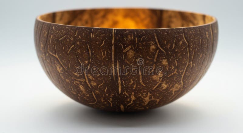 Dark Brown Textured Coconut Shell Bowl on White Background Stock ...