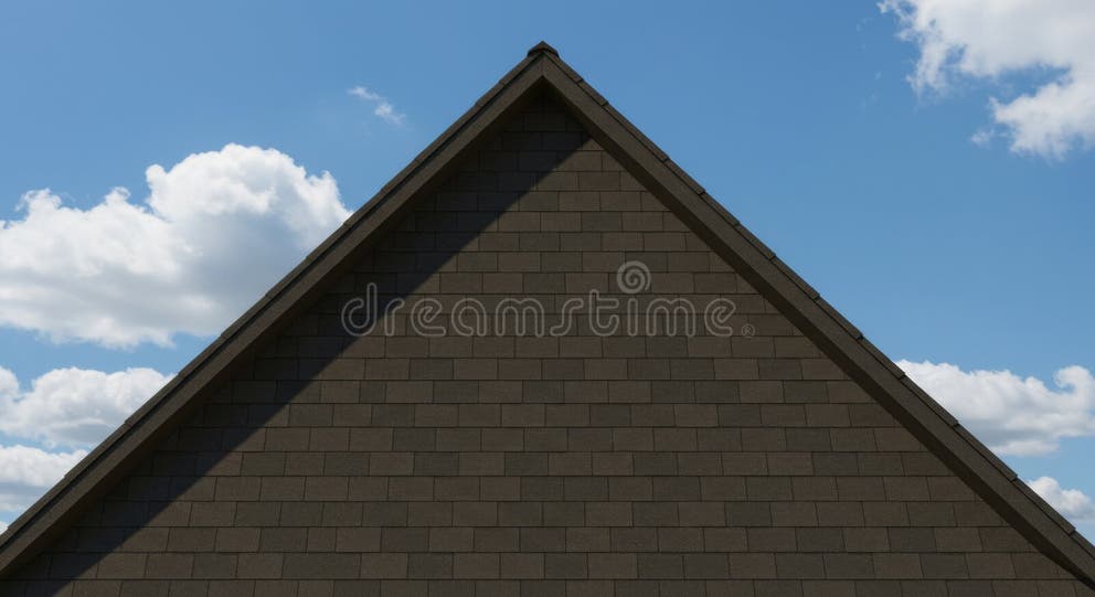 Dark Brown Triangular Gable Roof Against Blue Sky Stock Illustration ...