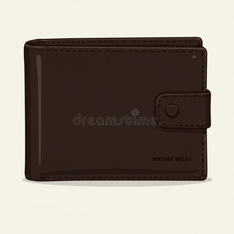 Dark Brown Wallet Illustration Featuring Smooth Leather Texture with ...