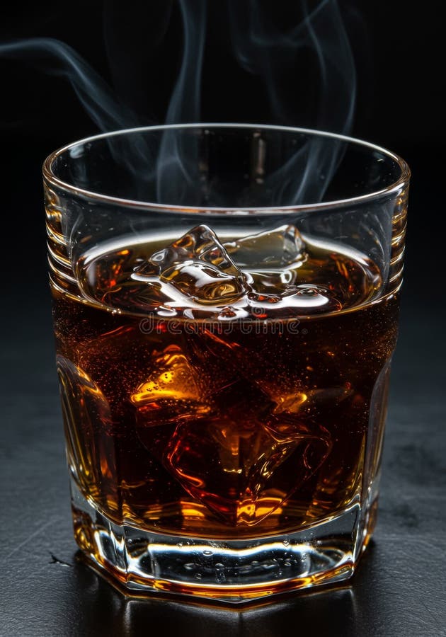 Dark Brown Whiskey Drink with Ice in Rocks Glass Stock Illustration ...