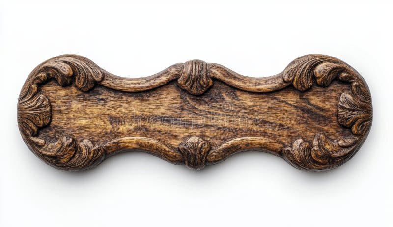 Dark Brown Ornate Wooden Sign on White Background Stock Illustration ...