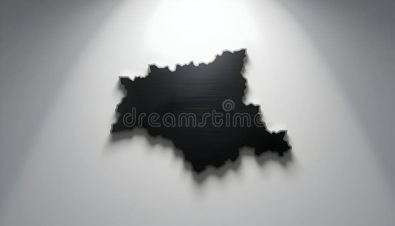 Dark Brushed Metal Map Silhouette on Neutral Background with Dramatic ...