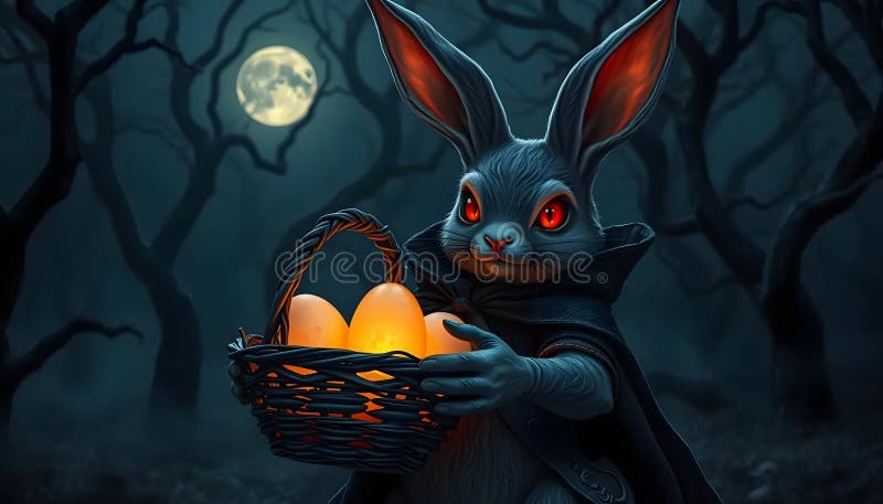 Dark Easter Bunny: a Spooky Nighttime Adventure Stock Illustration ...