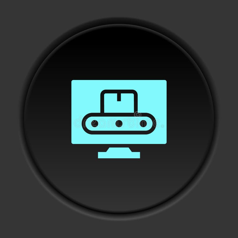 Dark Button Icon Mass Production Computer. Button Banner Round Badge ...
