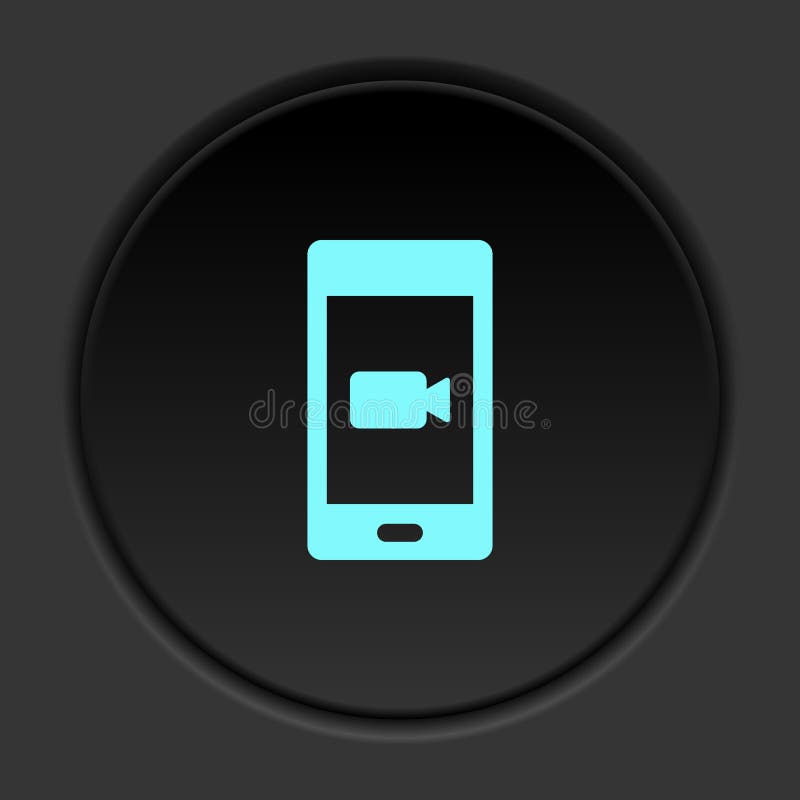 Dark Button Icon Mobile Camera. Button Banner Round Badge Interface for ...