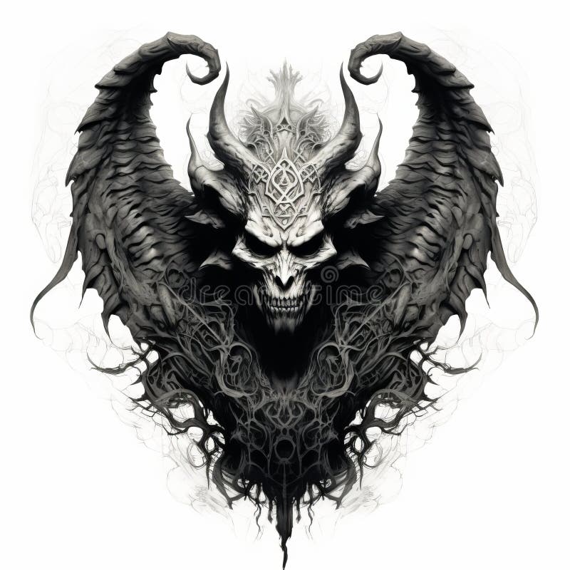 Graphic Illustration of Azazel: a Demon Skull in the Style of George ...