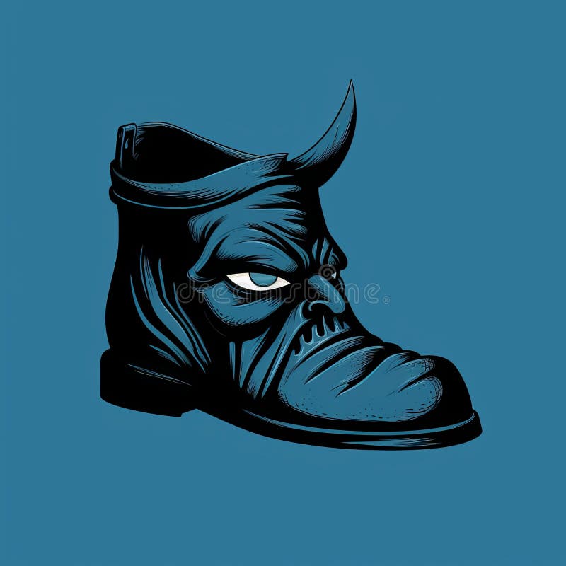 Minimalist Neoclassicism Illustration: Evil Monster in Black Boot Stock ...