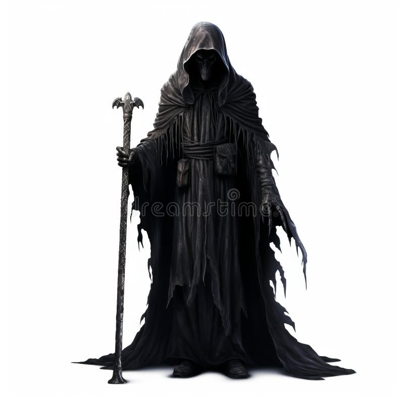 2d Grim Reaper with Scythe on Isolated White Background Stock ...