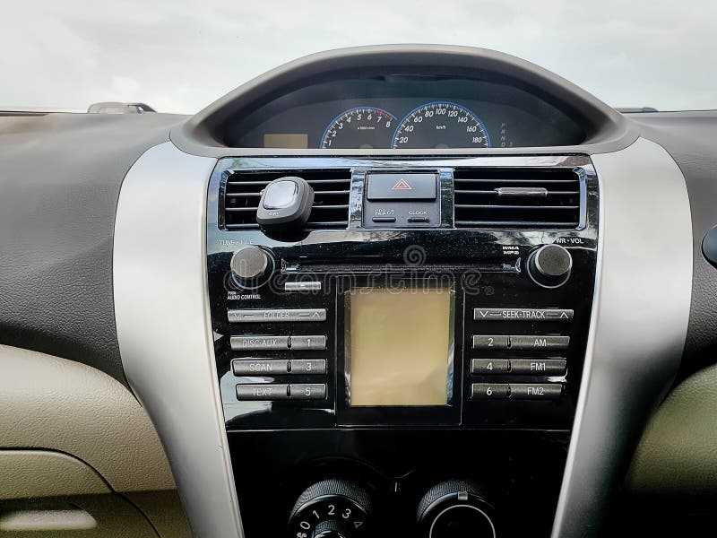 Dark Car Interior in the Middle and Dashboard. Car Modern Inside Stock ...