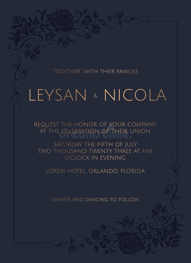 Dark card template. stock vector. Illustration of floral - 250673887