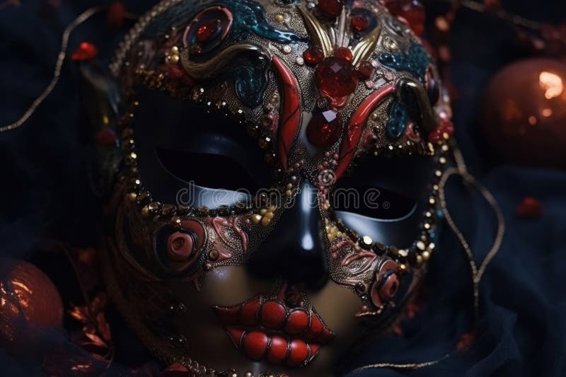 Dark Carnival Mystery Mask Generative Ai Stock Illustration ...
