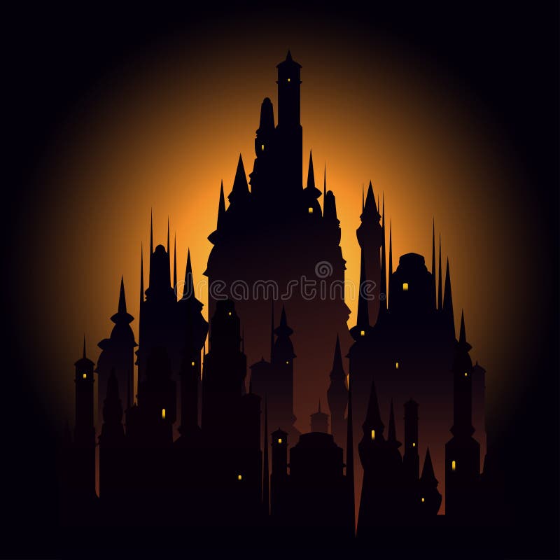 Dark castle stock vector. Illustration of sunset, kingdom - 101125271