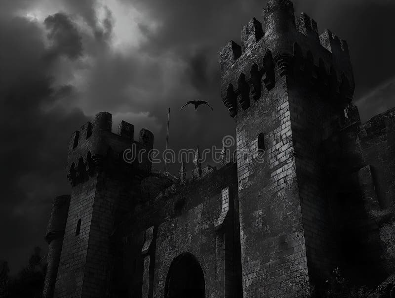 Dark Castle, Stormy Sky, Gothic Architecture, Dramatic Lighting, Moody ...