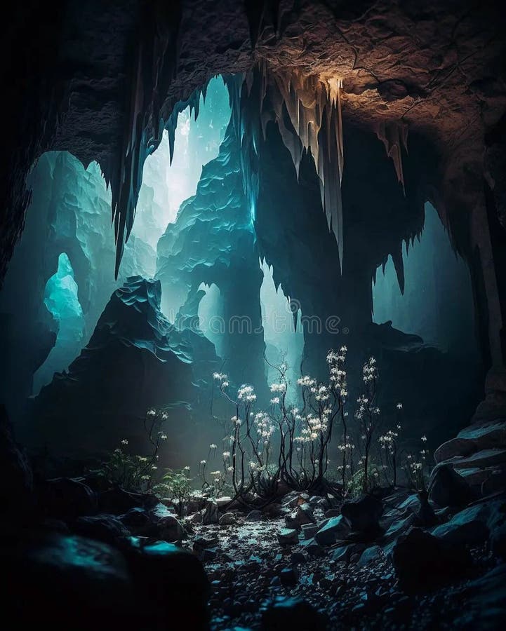 A Dark Cave with a Door that Says the Secret on it Stock Illustration ...