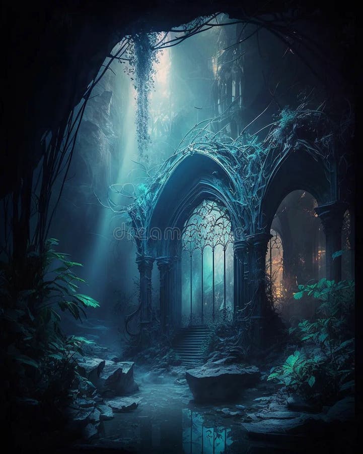 A Dark Cave with a Door that Says the Secret on it Stock Illustration ...