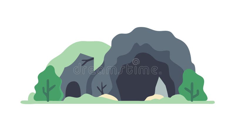 Dark Cave Entrance, Mysterious and Foreboding, Flat Vector Art, Vector ...