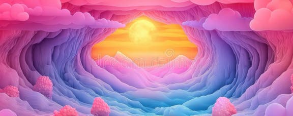 Dark Cave Flat Design Top View Halloween Theme 3D Render Colored Pastel ...