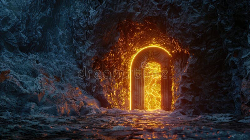 Dark Cave with Light at End Stock Photo - Image of mystery, illuminated ...